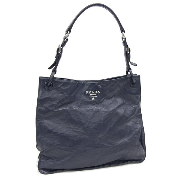 Prada | Bags | Prada Bag Navy Leather Wrinkle Processing Womens | Poshmark